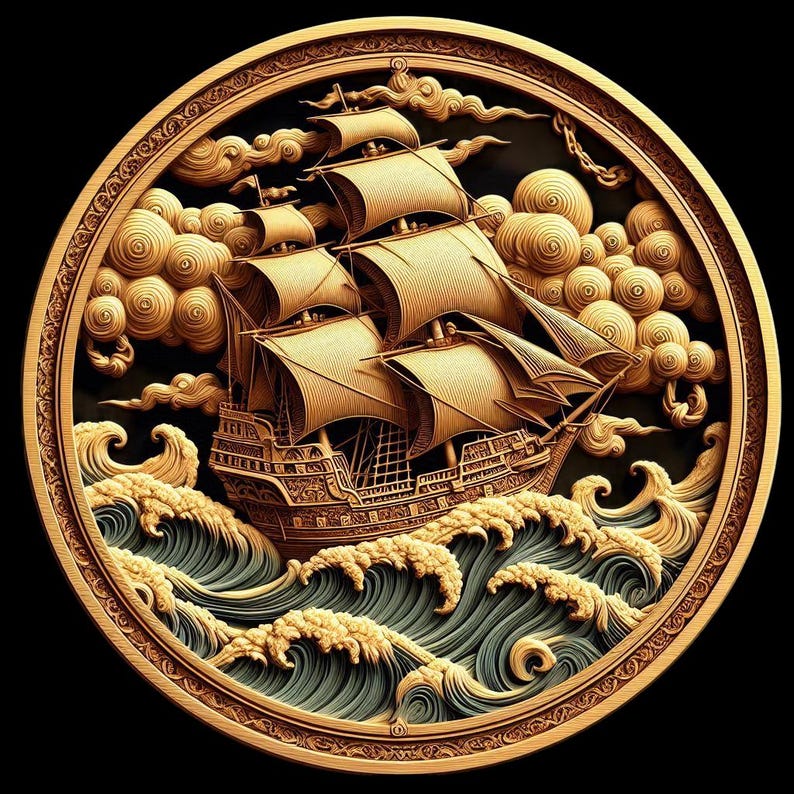 Pirate Ships Laserburn Engrave Files Wooden Round Coasters Bundle 3D ...