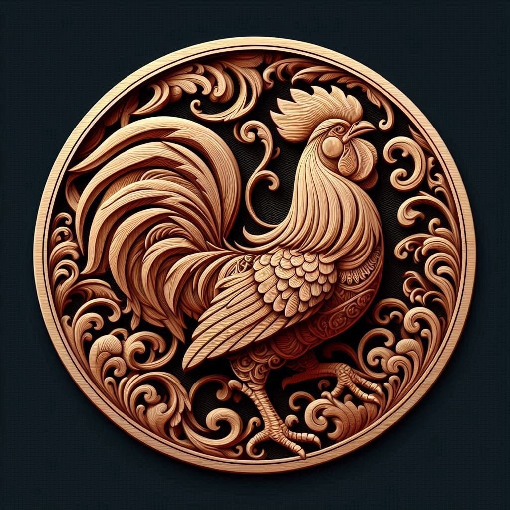 3D Rooster Wooden Engraving Digital PNG Art Patterns Bundle, Png Art ...