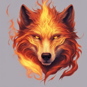 Mixed Flame Wolf PNG Art Files for Laser and 3D Engraving Patterns, Png ...