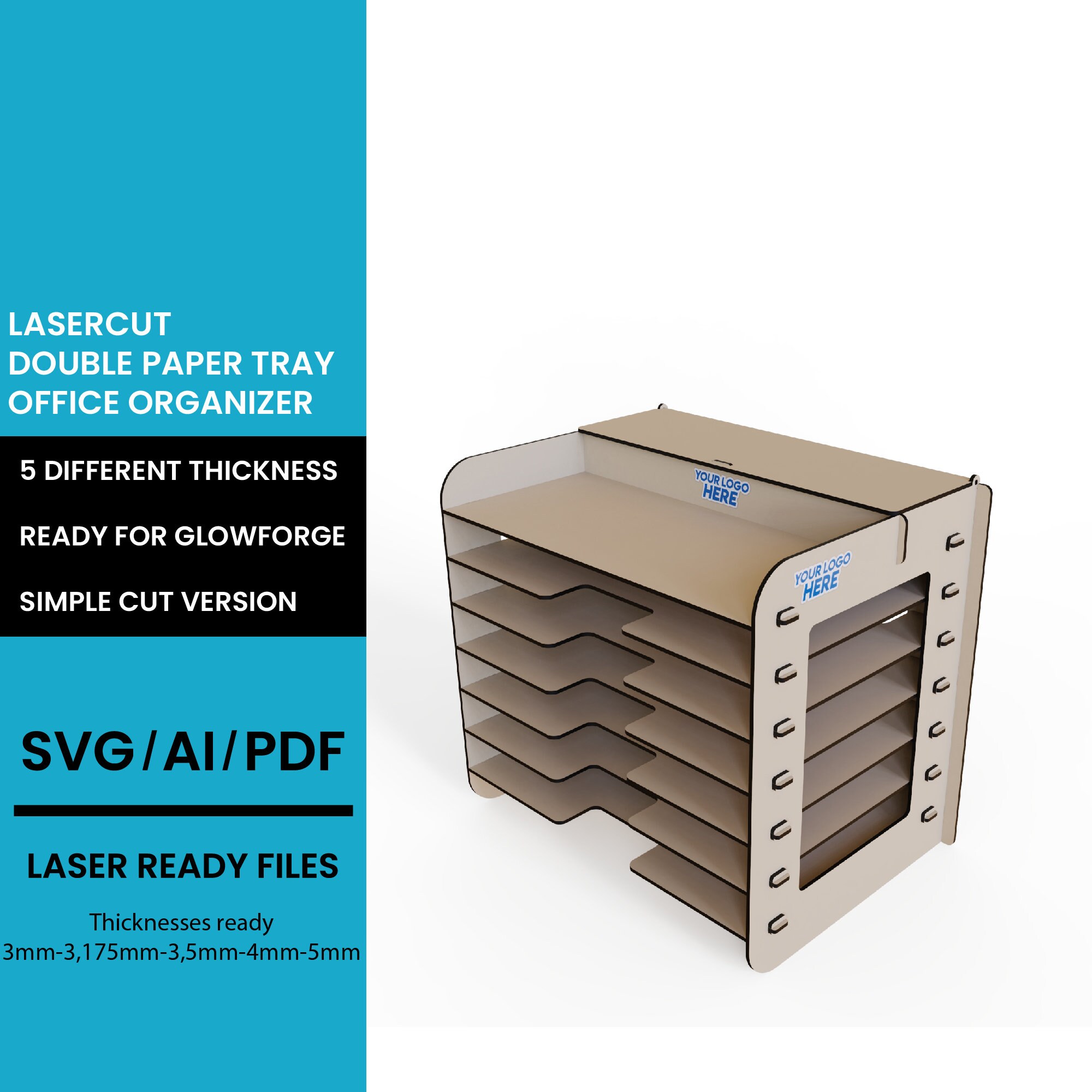 Laser Cut SVG A3 Paper Tray Office Organizer Stand Digital File for ...