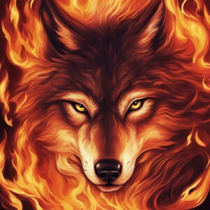 Mixed Flame Wolf PNG Art Files for Laser and 3D Engraving Patterns, Png ...