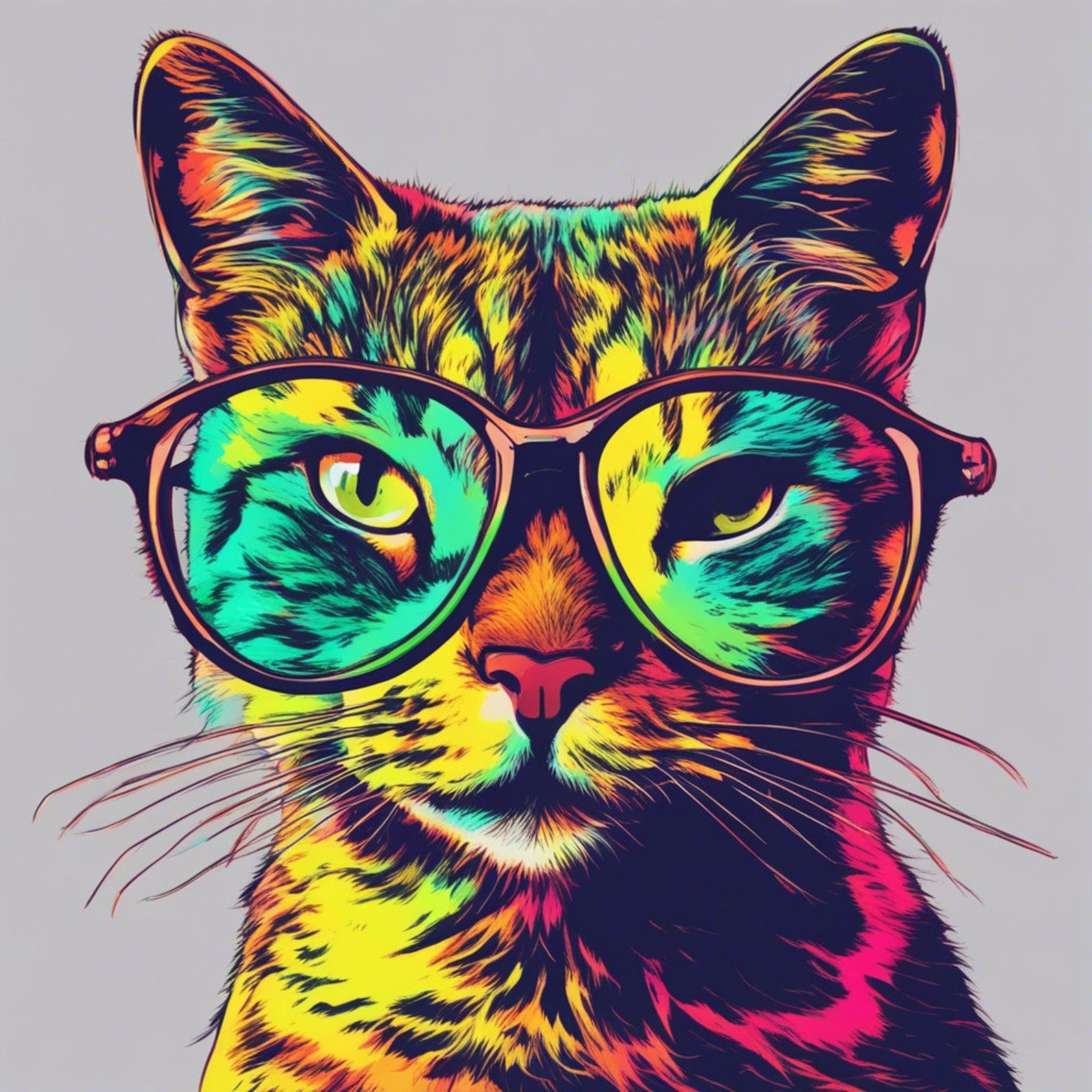 Tripping Cats With Glasses PNG Art Files for Laser and 3D Engraving ...