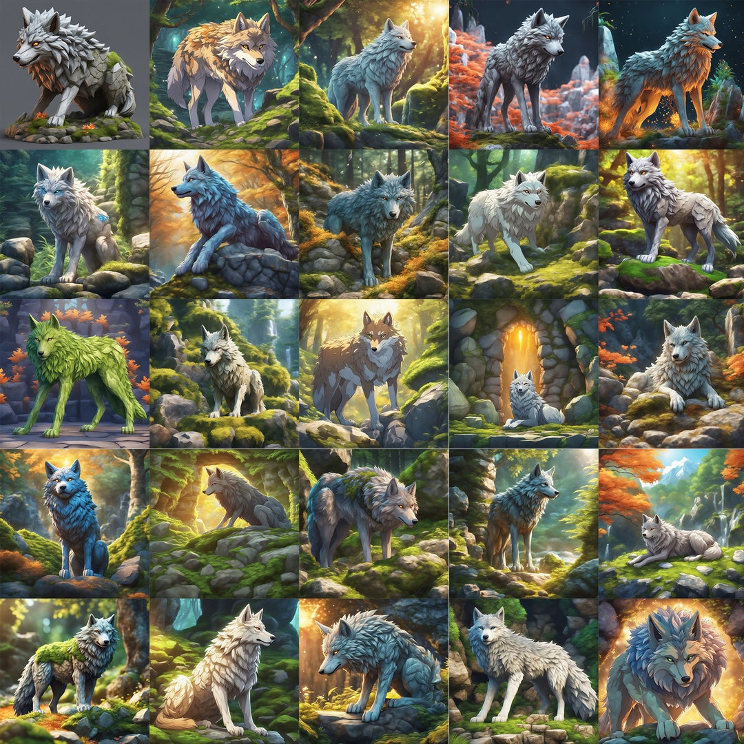 Stone Wolves PNG Art Files for Laser and 3D Engraving Patterns, Png Art Printables - Etsy