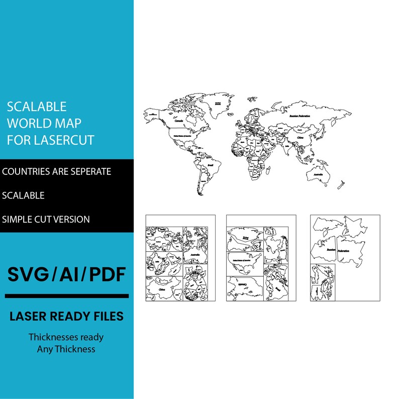 Intricate Laser Cut SVG World Map Download for Glowforge and Other ...