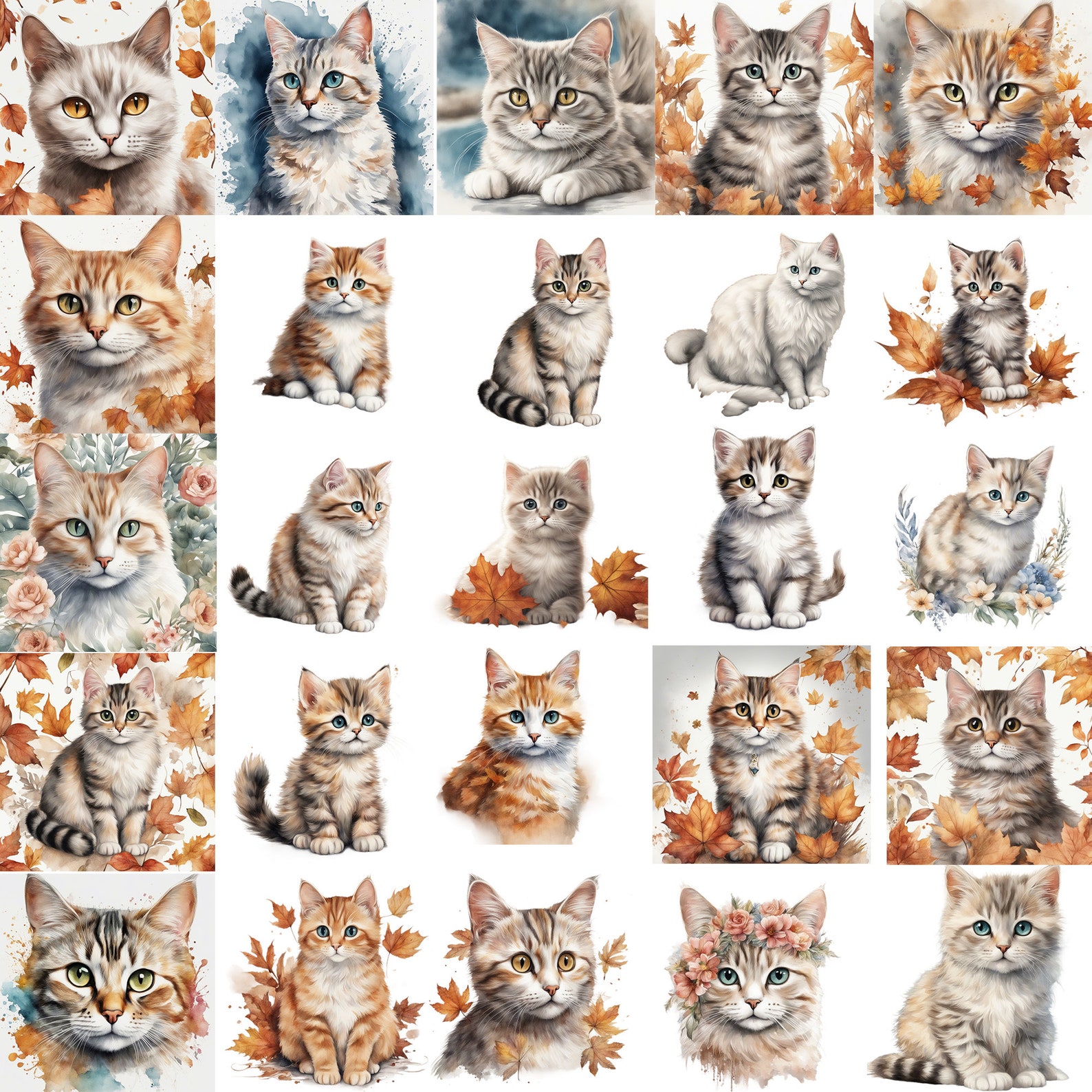 Autumn Fall Cats PNG Art Files for Laser and 3D Engraving Patterns, Png ...
