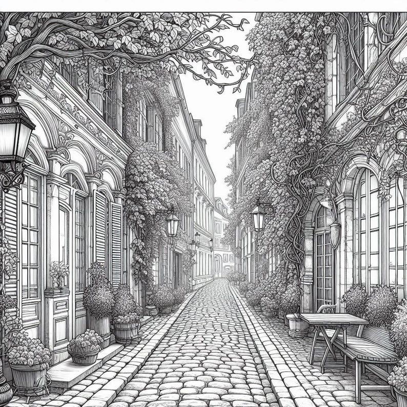 Printable Coloring Pages for Adults and Kids, Street Themed Coloring ...