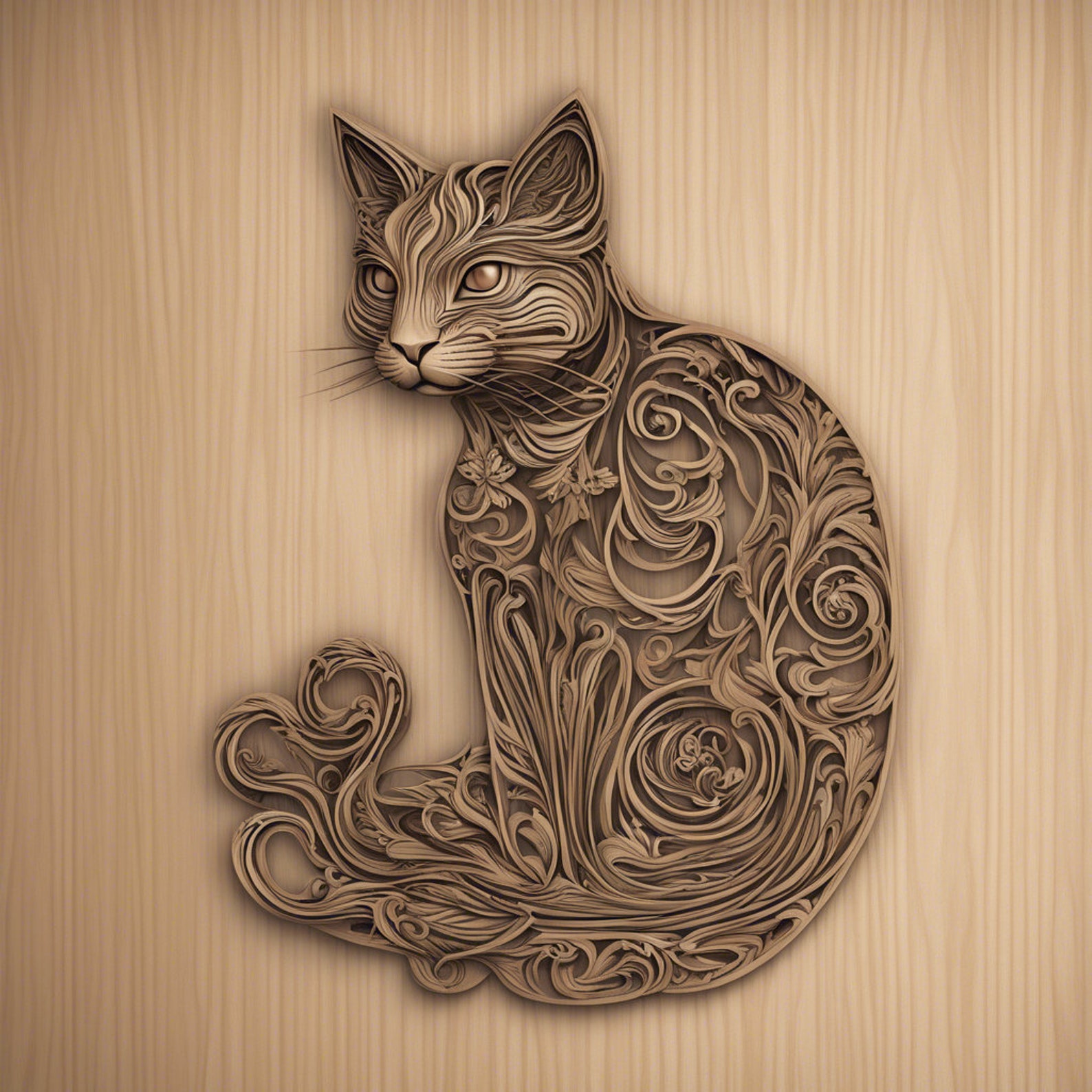Laserburn Engrave Files Wooden Cats Bundle 3D Laser Illusion Engraving ...