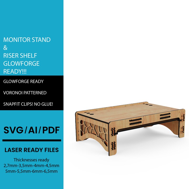 Laser Cut Ornamental Monitor Stand SVG Download for Glowforge - Etsy