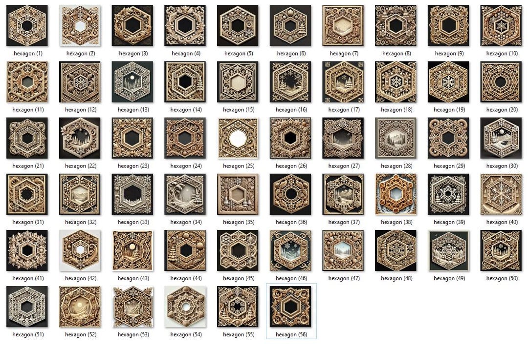 Laserburn Engrave Files Hexagon Winter Frames Bundle 3D Laser Illusion ...