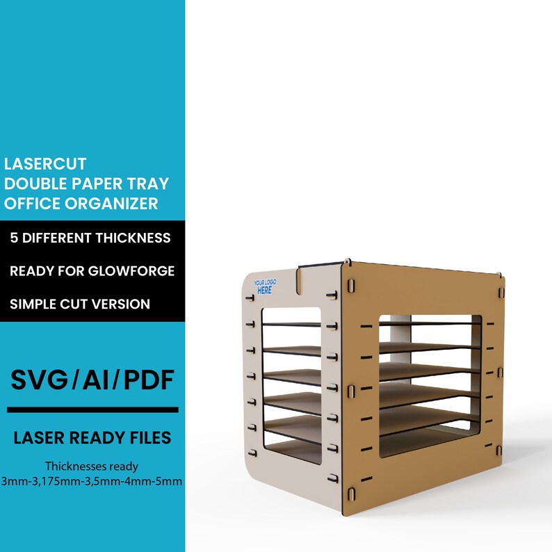 Laser Cut SVG A3 Paper Tray Office Organizer Stand Digital File for ...