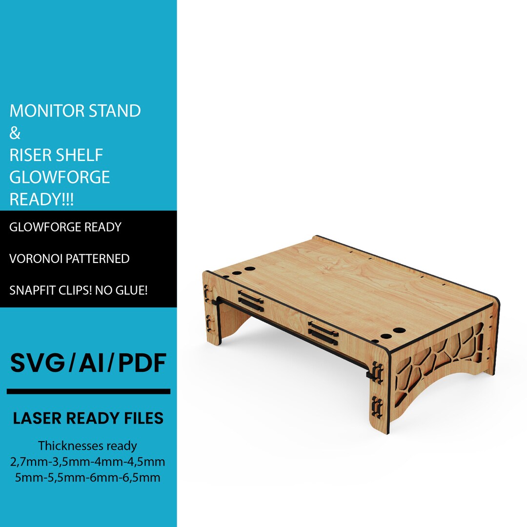 Laser Cut Ornamental Monitor Stand SVG Download for Glowforge - Etsy