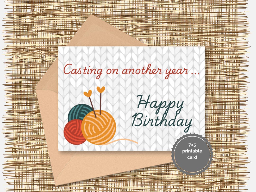 Knitting Birthday Card Printable - Etsy UK