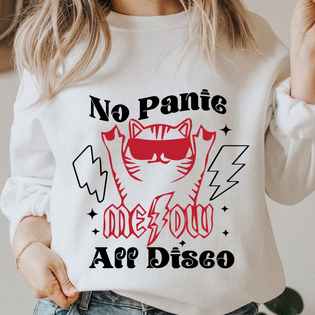 No Panic All Disco SVG , Vintage PNG, Retro Jpg, Disco Cat Eps, Funny ...