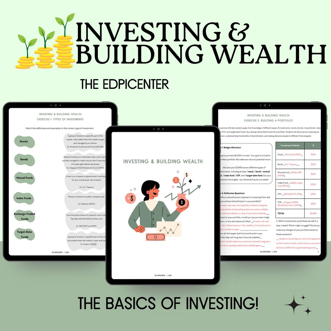 Investing and Building Wealth Guide, Worksheet, Digital Files, Learn ...