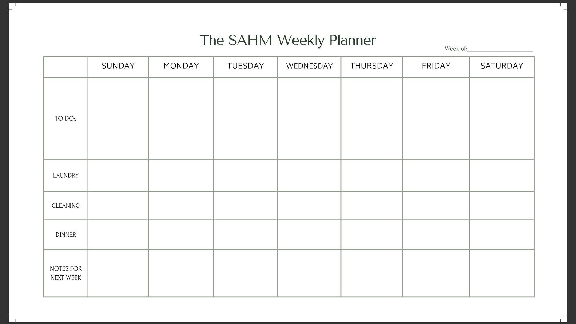 Weekly Planner for SAHM to Do List Organizer for Stay at Home Moms ...