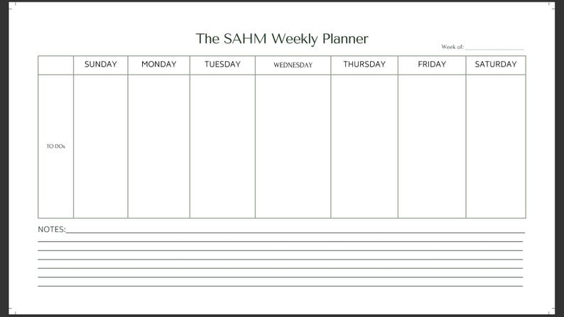 Weekly Planner for SAHM to Do List Organizer for Stay at Home Moms ...