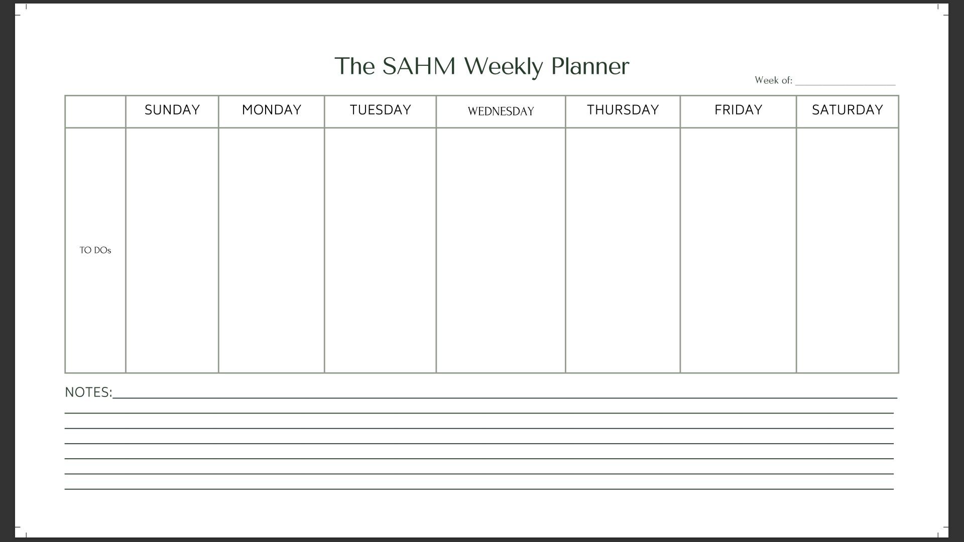 Weekly Planner for SAHM to Do List Organizer for Stay at Home Moms ...