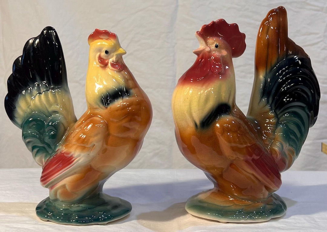 Vintage Royal Copley Hen and Rooster - Etsy