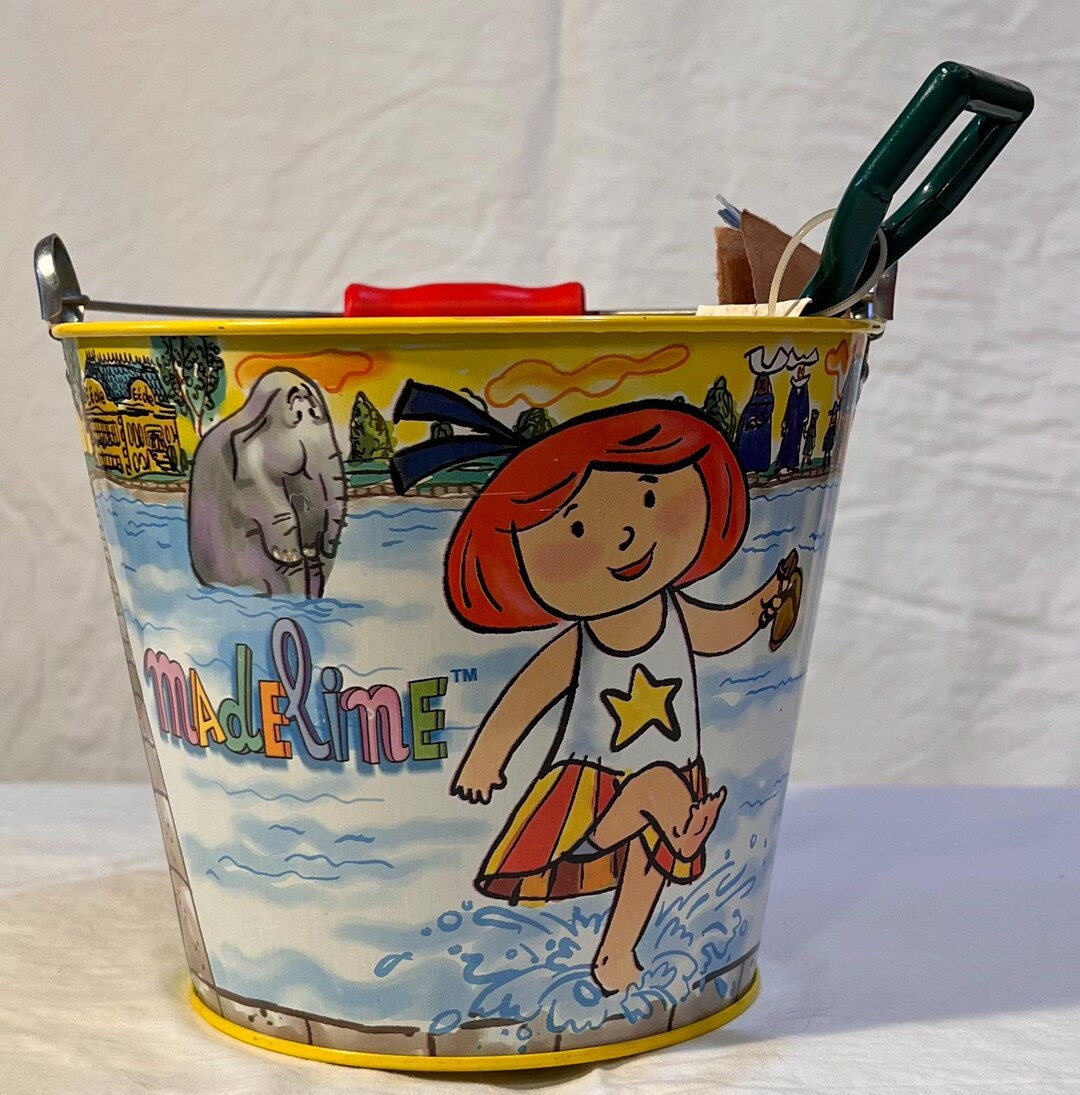 Vintage MADELINE 1997 Schylling Tin Beach Bucket Sand Pail With Shovel ...