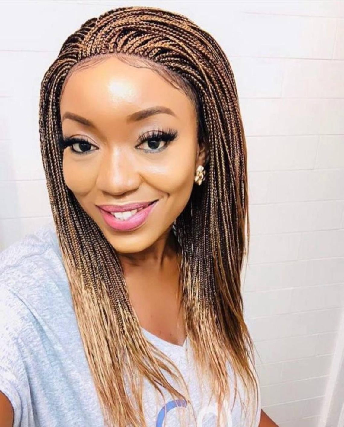 Micro Braid on Front Lace Braided Wig Braided Wigs Handmade Glueless ...