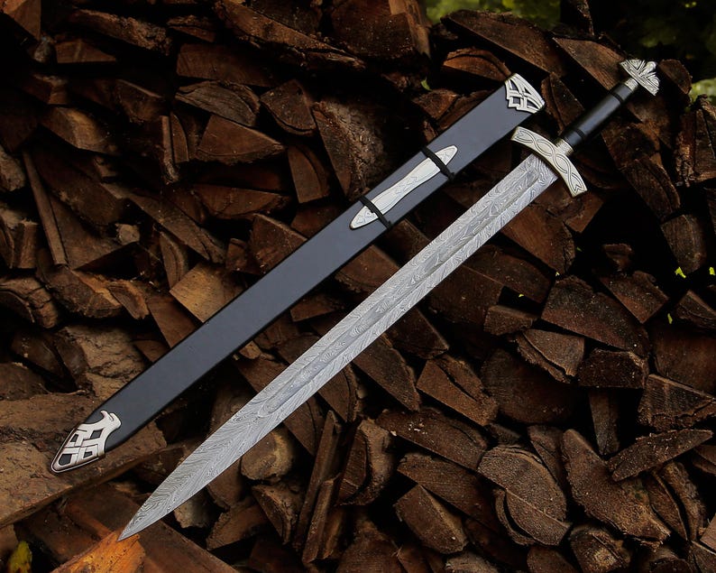 Handmade Damascus Steel Long Sword | Medieval Knight Sword,fantasy ...