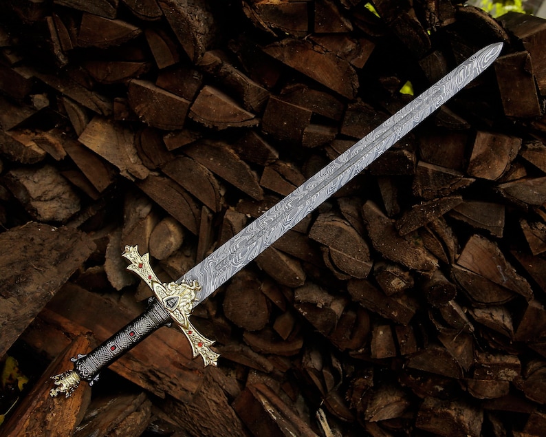 Handmade Damascus Steel Long Sword | Medieval Knight Sword,fantasy ...
