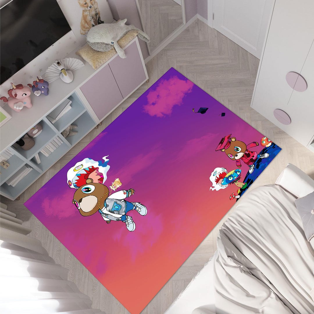 Kanye West Rug, Rapper Rug, Music Rug, Bear Rug, Music Decor, Themed ...
