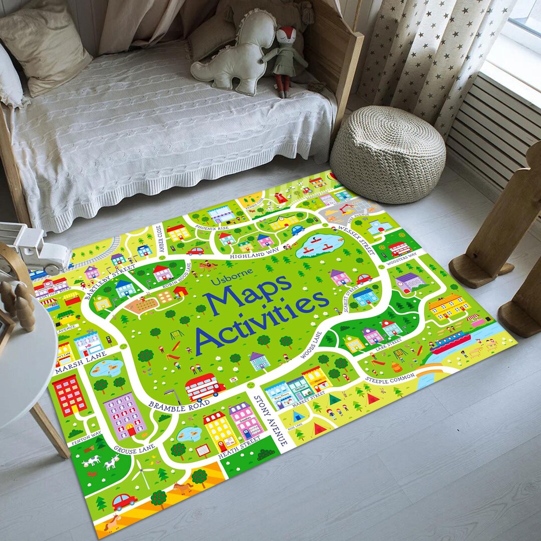 Race Track Rug, Race Map Rug, Kids Rug,colorful Rug, Game Rug, Nursery ...