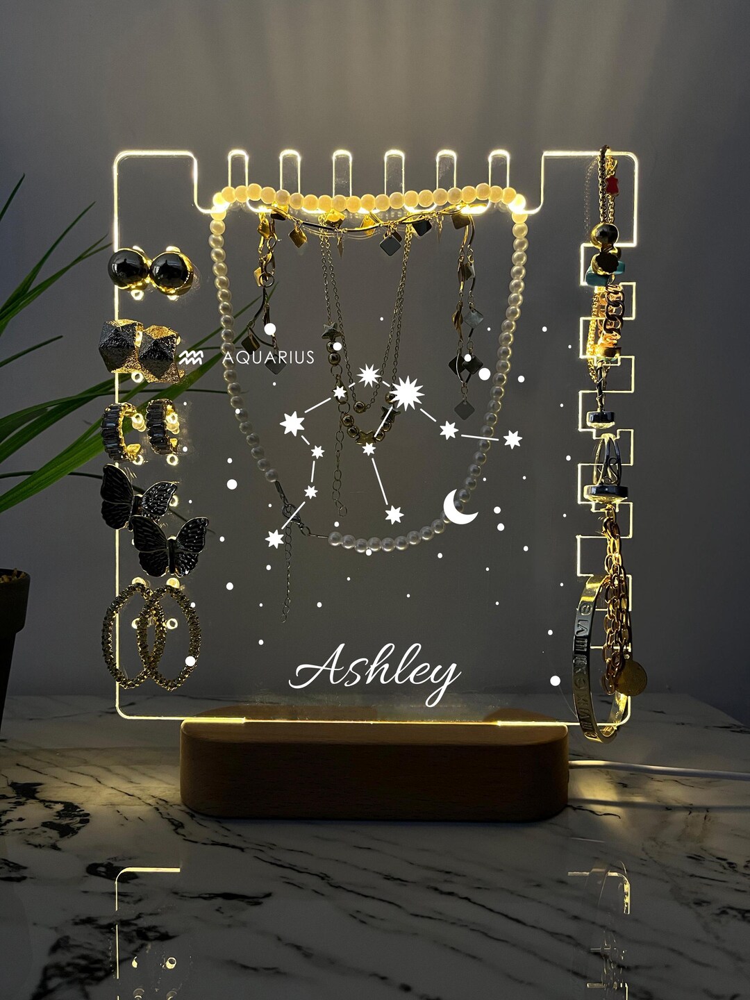 Aquarius LED Light Jewelry Stand, Gift for Womens, Gift for Best Girls ...