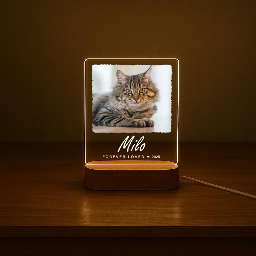 Personalized Pet Memorial LED Night Light: Custom Photo Gift - Etsy