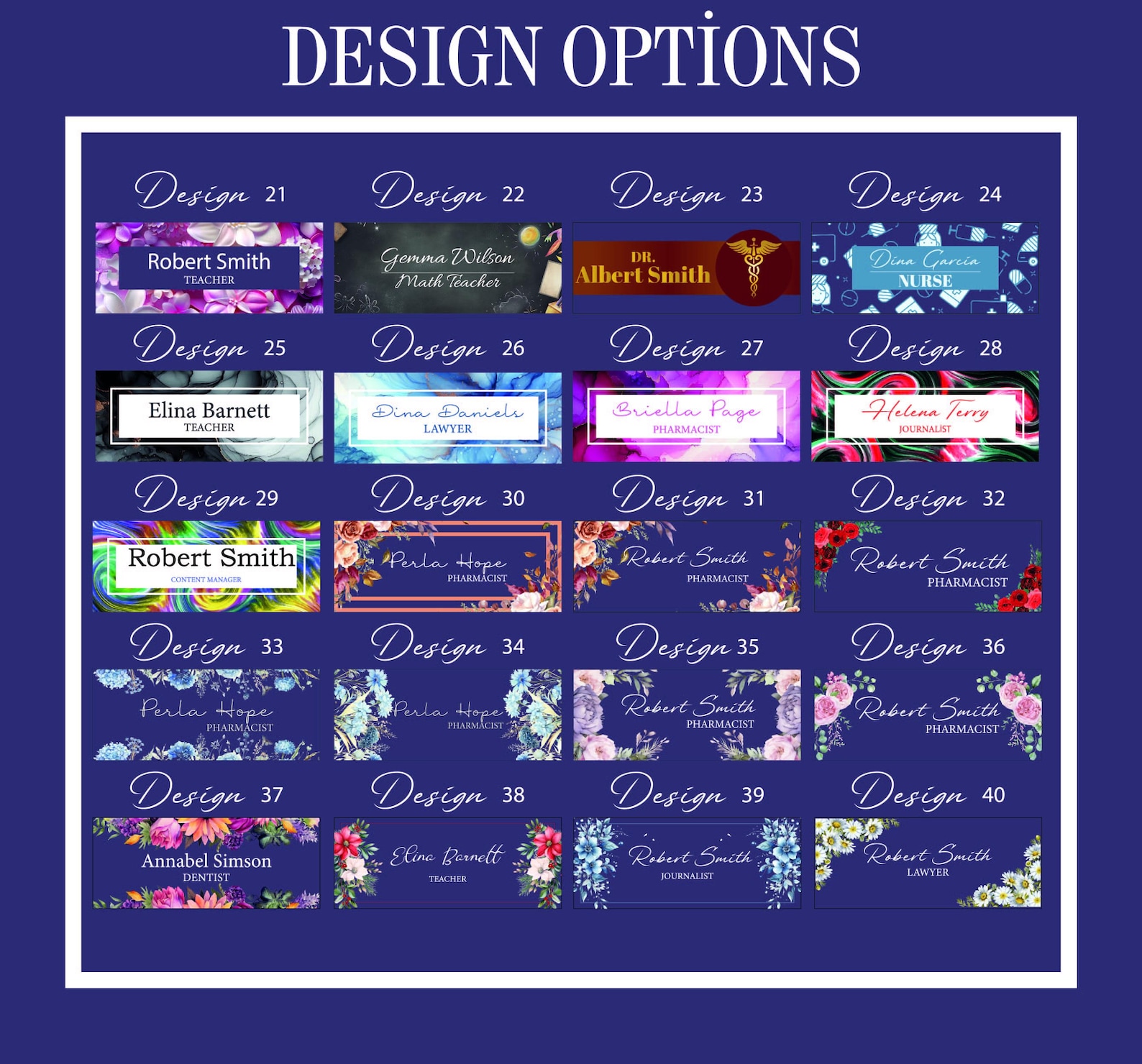 Personalized Name Plate for Desk, Flowers Wild Design on Clear Acrylic ...