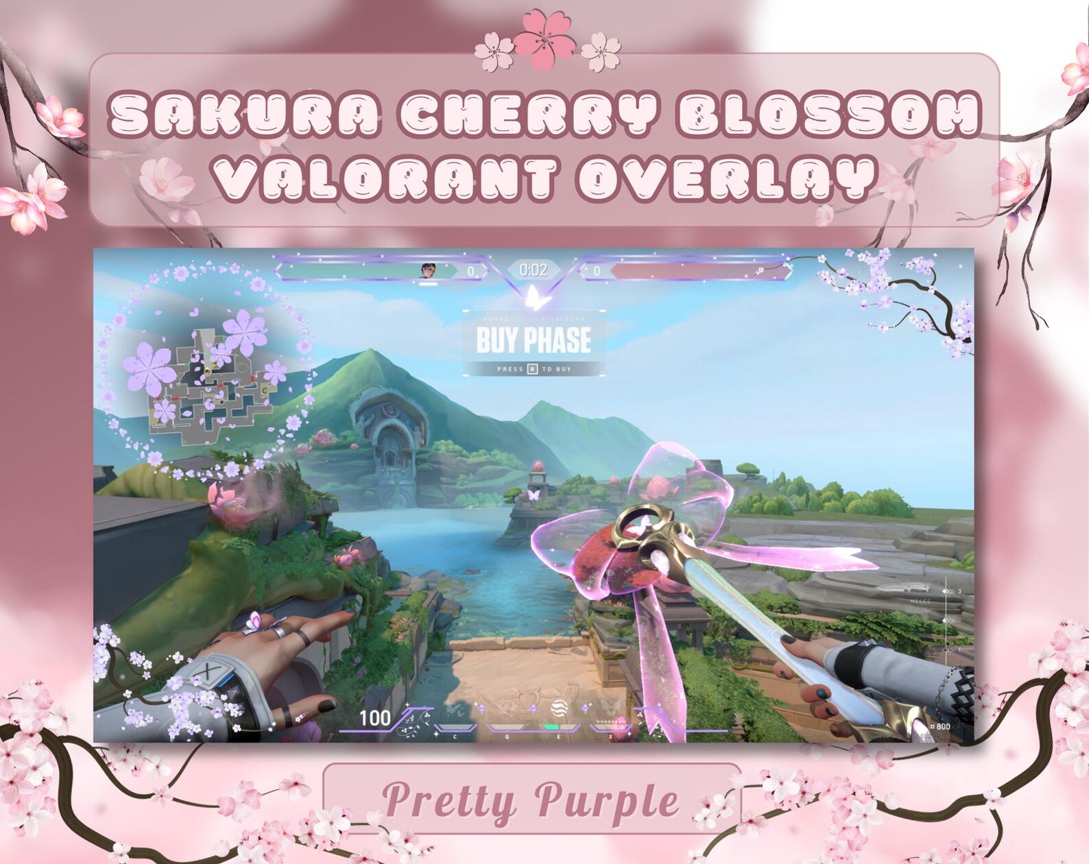 Sakura/cherry Blossom Valorant Layout/overlay With Cute Butterfly ...