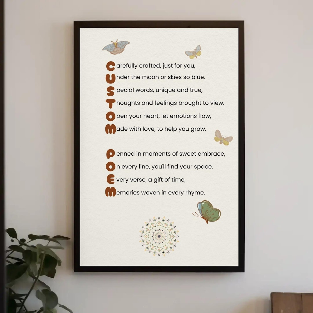 Custom Acrostic Poem Gift: Personalized Wall Art (digital Download) - Etsy
