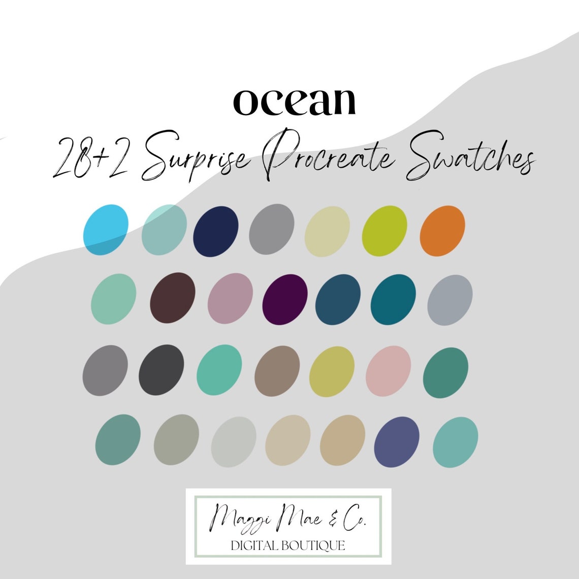 Procreate Color Palette Ocean Blues and Greens Color Swatches Color ...