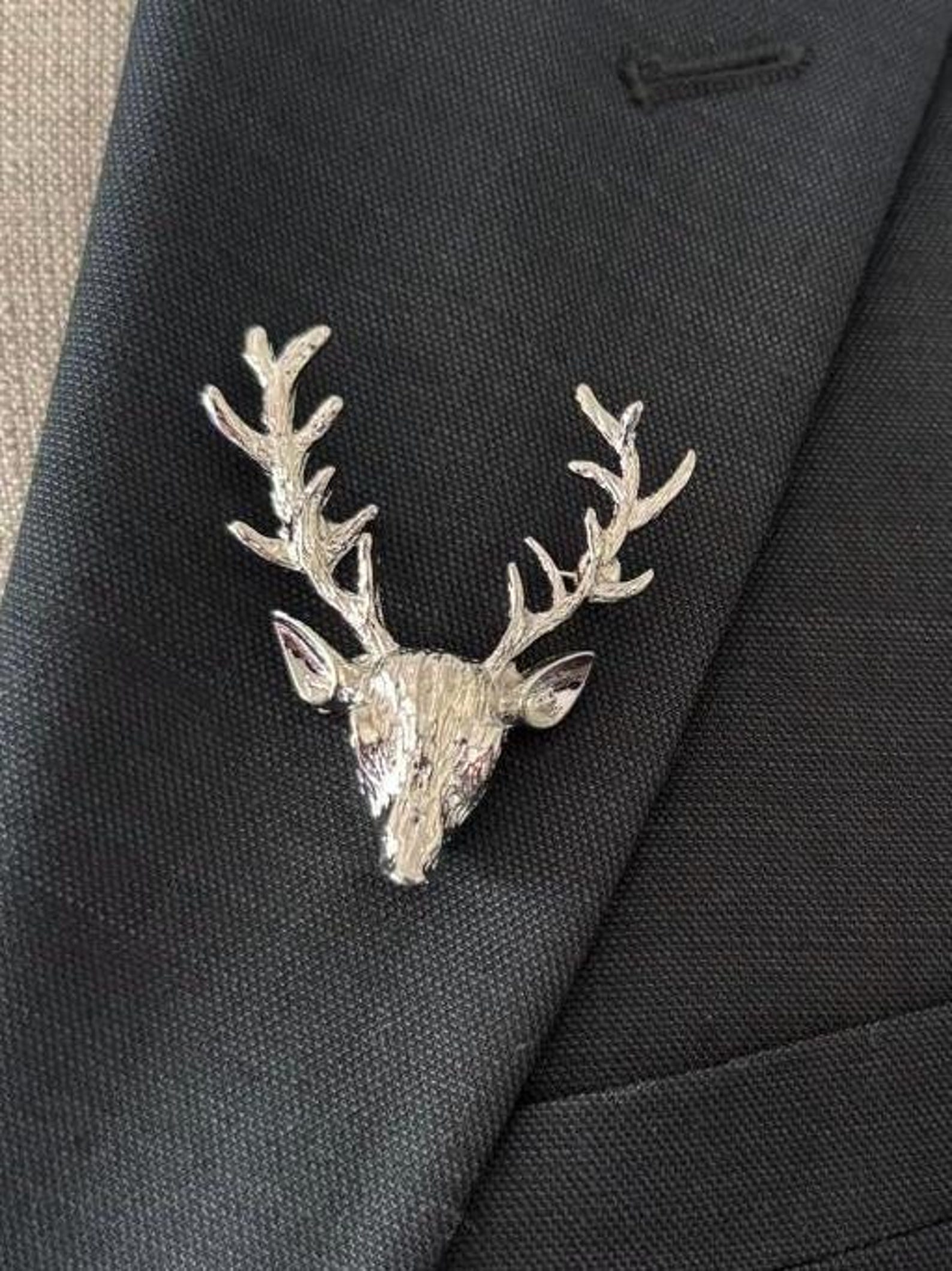 Deer Head Lapel Pin for Men, Raindeer Pin, Wedding Groomsmen ...