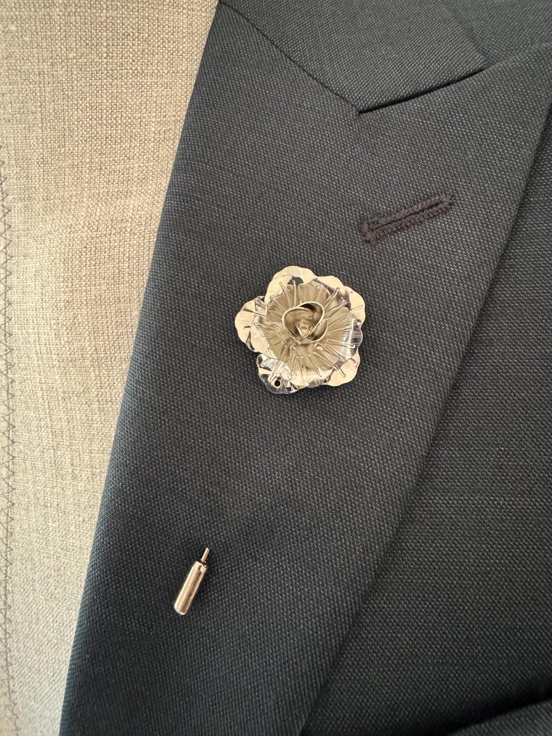 Rose Flower Metal Lapel Pin for Men, Long Pin,wedding Groomsmen ...