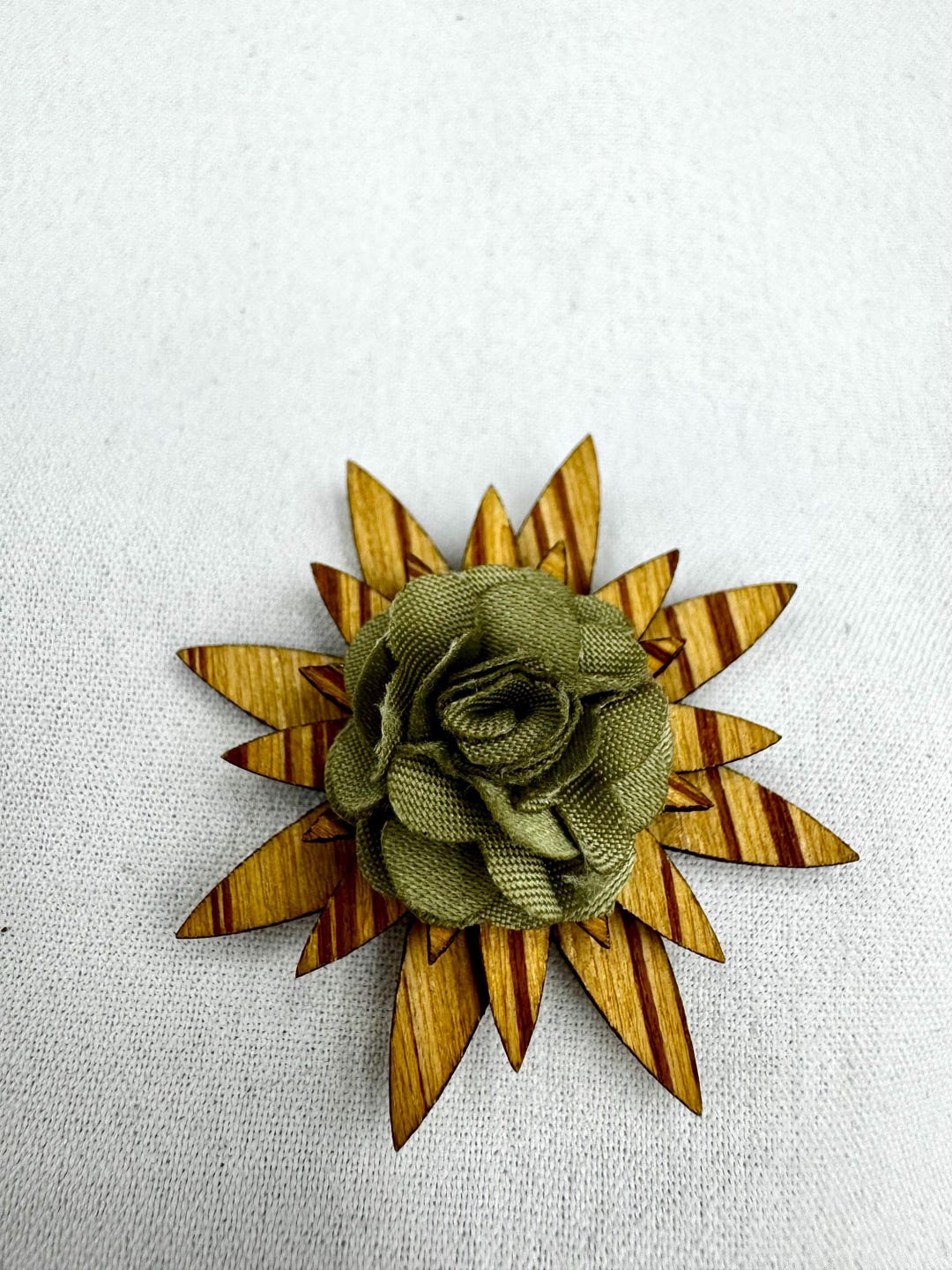 Lapel Flower Wooden Pin With Sage Green Flower: Wooden Brooch Pin ...