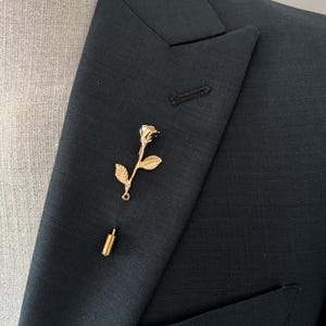 Rose Flower With Leaf Lapel Pin for Men, Wedding Groomsmen Boutonniere ...
