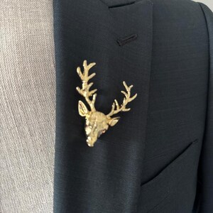Deer Head Lapel Pin for Men, Raindeer Pin, Wedding Groomsmen ...