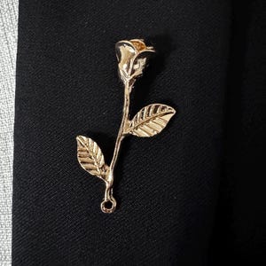 Rose Flower With Leaf Lapel Pin for Men, Wedding Groomsmen Boutonniere ...