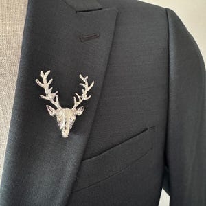 Deer Head Lapel Pin for Men, Raindeer Pin, Wedding Groomsmen ...