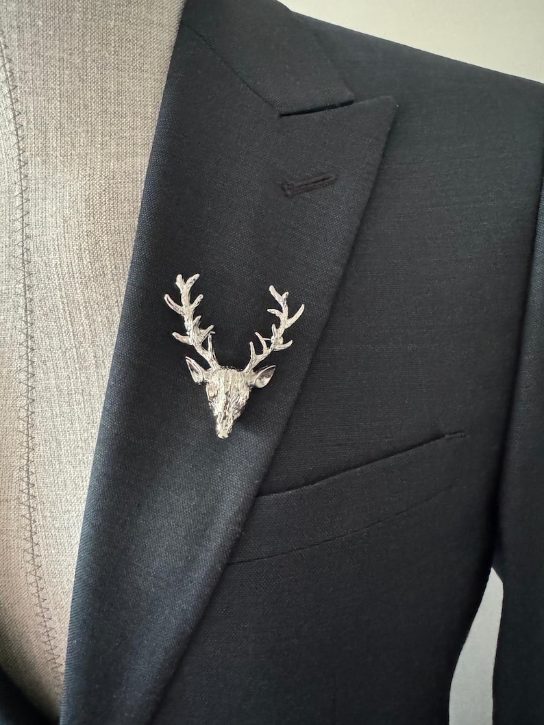 Deer Head Lapel Pin for Men, Raindeer Pin, Wedding Groomsmen ...