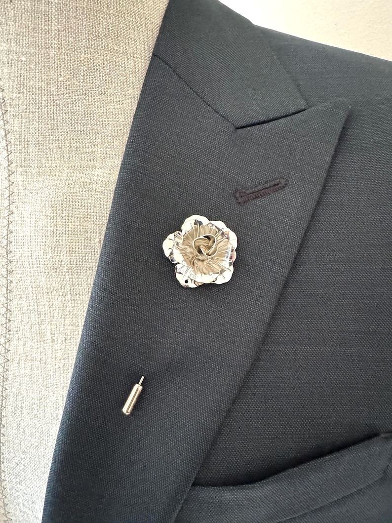 Rose Flower Metal Lapel Pin for Men, Long Pin,wedding Groomsmen ...