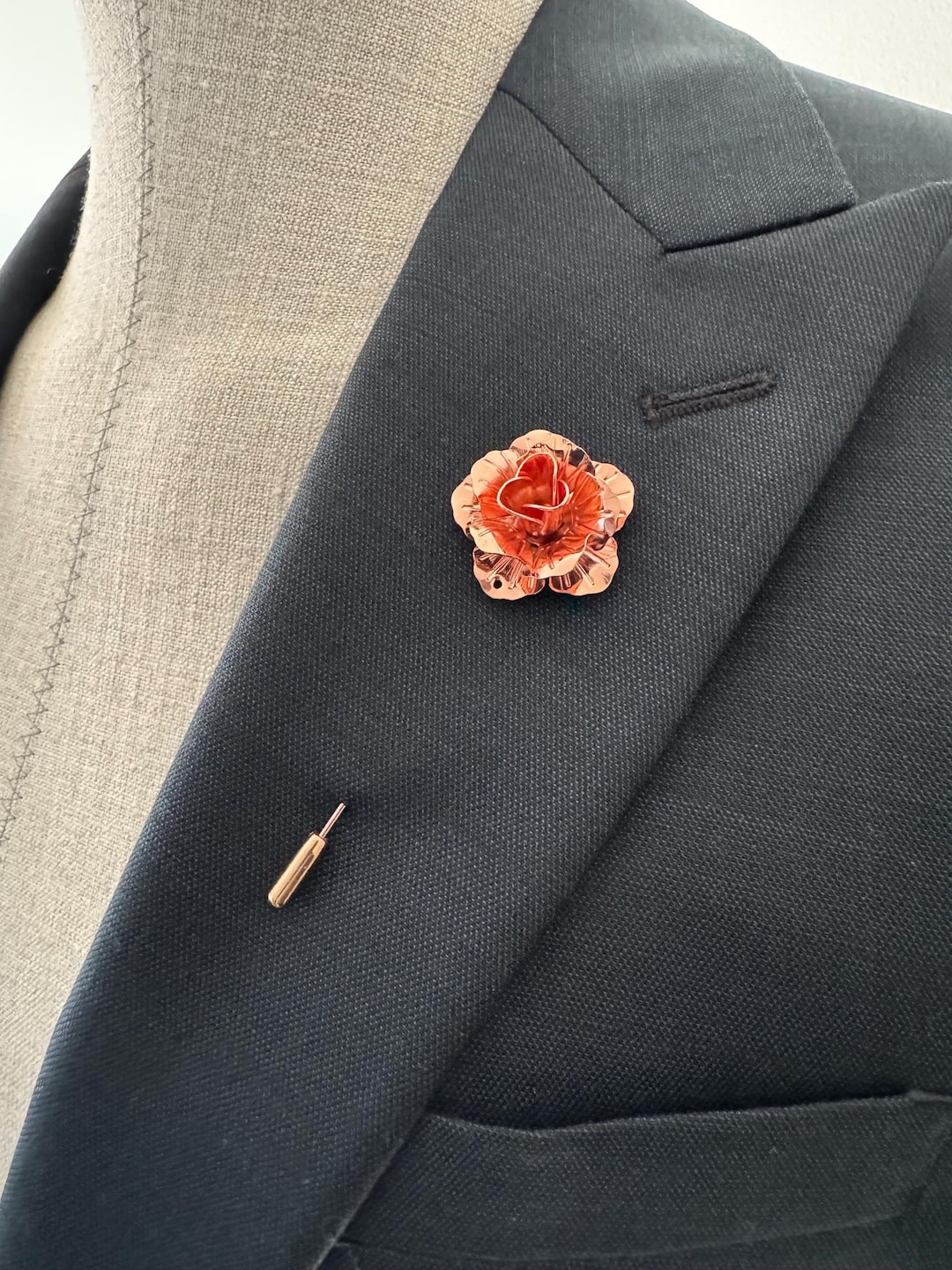 Rose Flower Metal Lapel Pin for Men, Wedding Groomsmen Boutonniere, Men ...