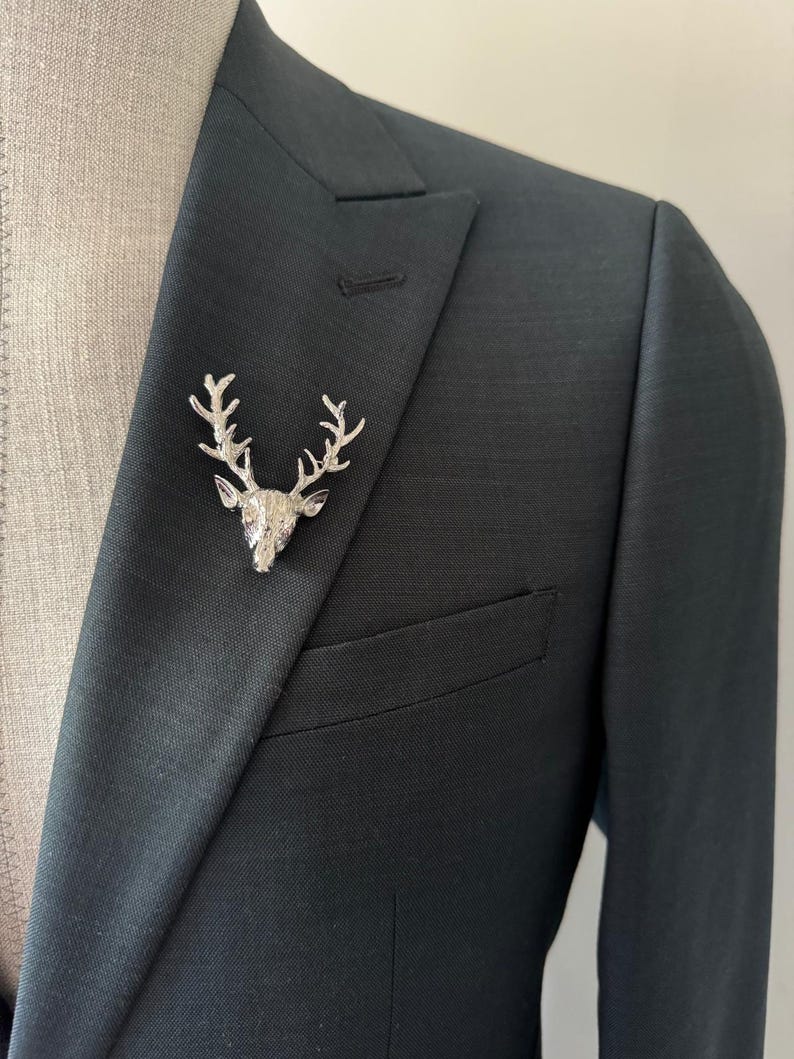 Deer Head Lapel Pin for Men, Raindeer Pin, Wedding Groomsmen ...