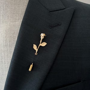 Rose Flower With Leaf Lapel Pin for Men, Wedding Groomsmen Boutonniere ...