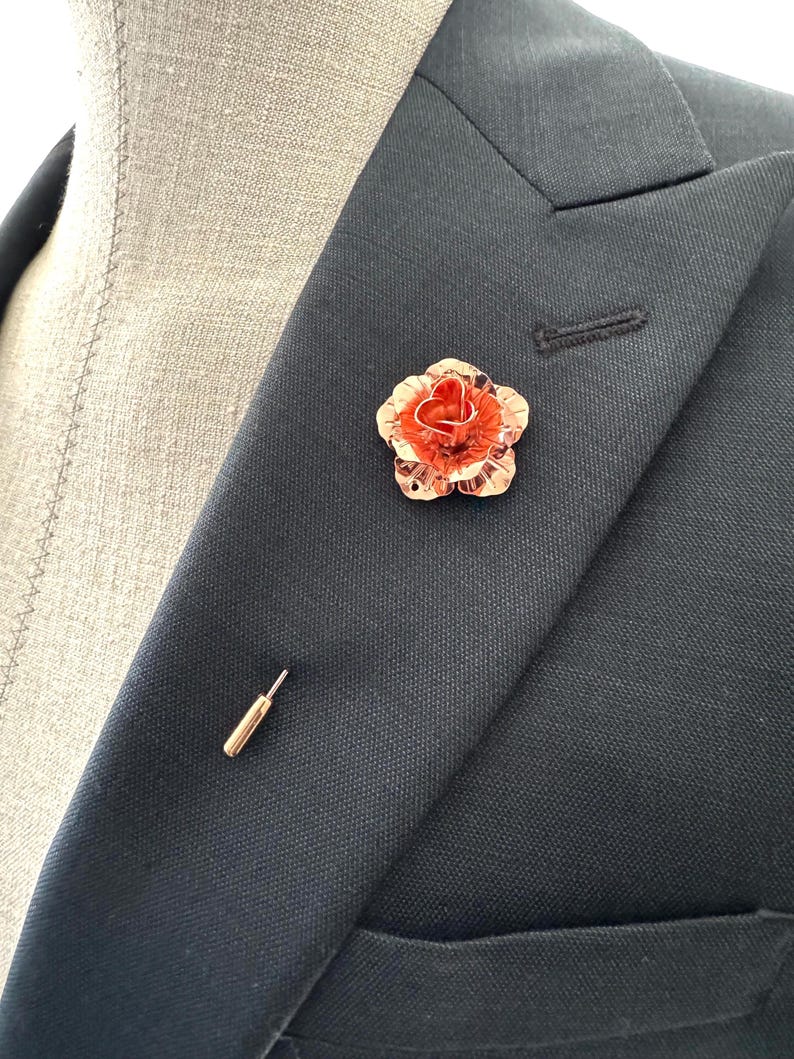 Rose Flower Metal Lapel Pin for Men, Long Pin,wedding Groomsmen ...