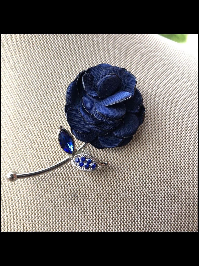 Rose Flower Lapel Pin With Stones for Men, Women, Wedding, Groomsmen ...