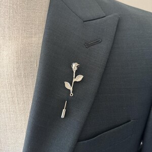 Rose Flower With Leaf Lapel Pin for Men, Wedding Groomsmen Boutonniere ...