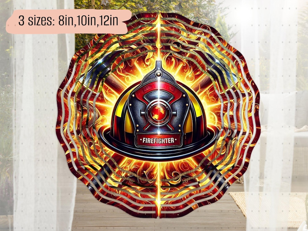 Firefighter Wind Spinner PNG Sublimation Design 10inch Door Hanger ...